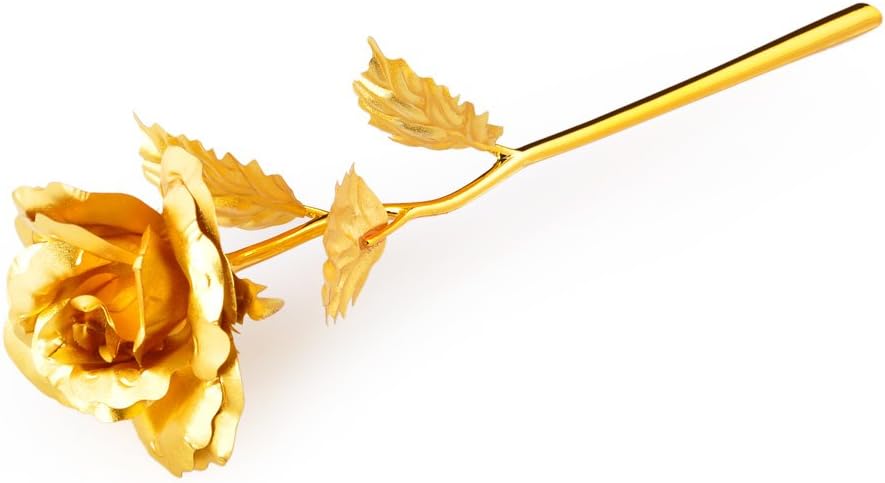 DSstyles Gold Rose Long Stem 24K Gold Foil Rose 9.8 inch Golden Rose ...