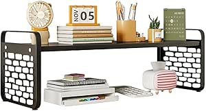 Bookshelf, 2 Tier Stackable Bookcase, Adjustable Book Shelf Storage ...