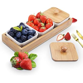 Amazon.com | Ceramic Snack Serving Tray, 3-Compartment Serving Tray ...