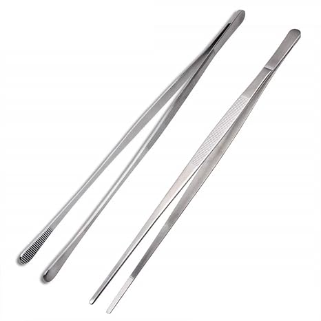 Buy NJ Fine Tweezer Tongs, Extra-Long Stainless Steel Tweezers Wide ...