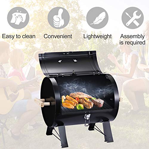Outsunny 20" Mini Small Smoker Charcoal Grill Side Fire Box, Portable ...