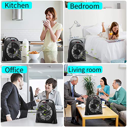 12 Inch Remote Control Table Fan or Floor Fan,Box Fan with Auto-Off ...