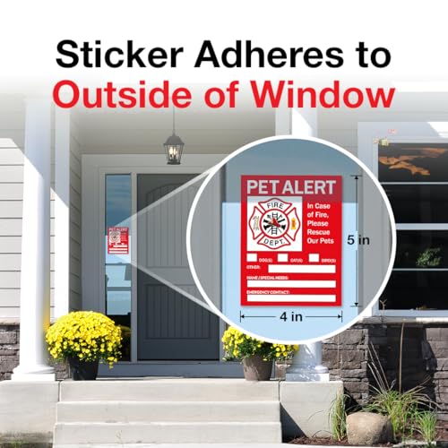 Pet Alert Safety Fire Rescue Sticker - Save Our Pets Emergency Pet ...
