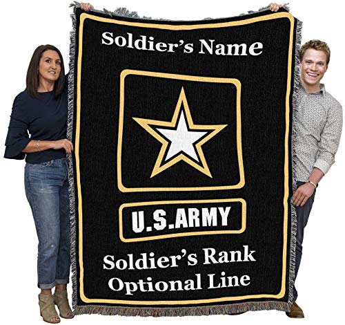 Personalized Army Military Woven Throw Blanket - Gift A Soldier