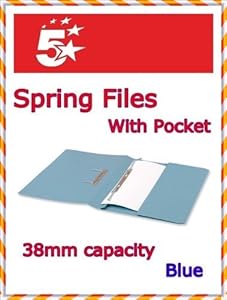 5 Star Office Transfer Spring File with Pocket 315gsm 38mm Foolscap ...