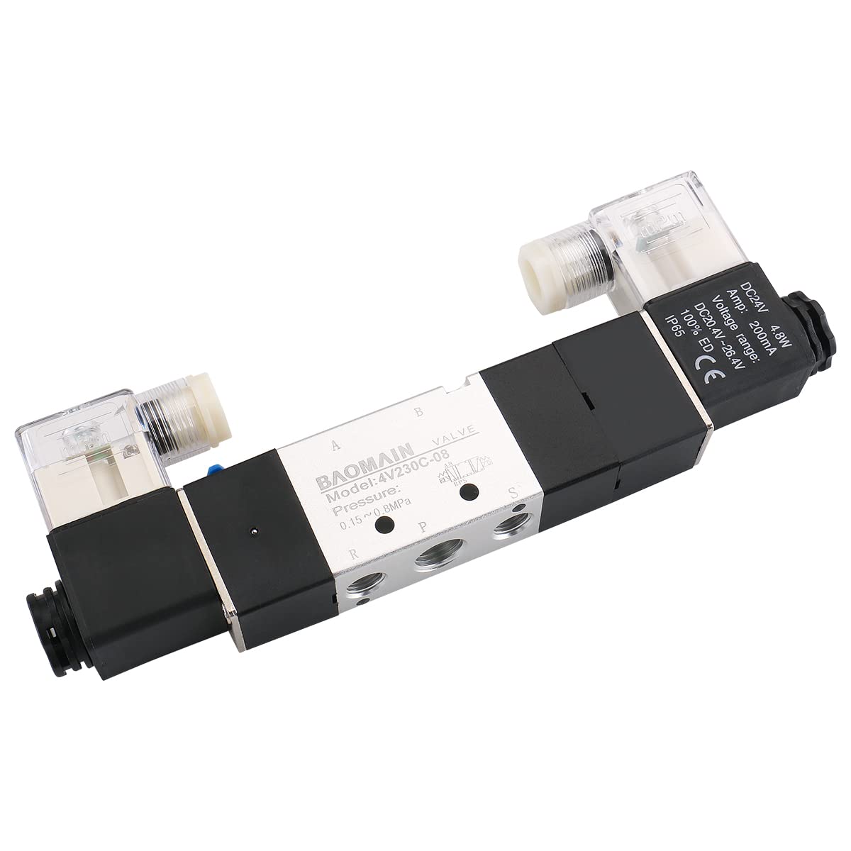 Mua Baomain Pneumatic Solenoid Air Valve 4V230C-08 DC 24V 5 Way 3 Position PT1/4" Internally ...