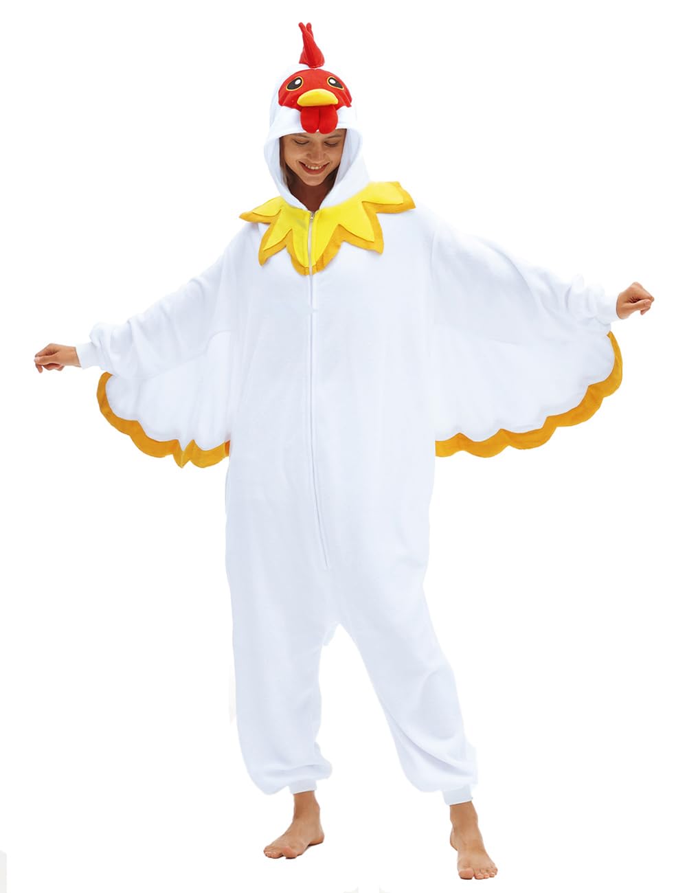 vavalad Adult White Chicken Onesie Animal Pajama Halloween Costume ...