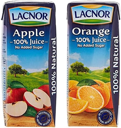 LACNOR Essentials Apple Juice - 180 ML X 8 & LACNOR Essentials Orange ...