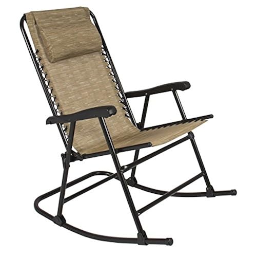 Beige Folding Foldable Rocking Rocker Armrest Glider Chair Porch Seat ...