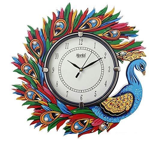 Buy Circadian Ajanta Wooden Handpainted Desginer Wall Clock for Home ...
