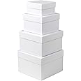 Amazon.com: Square Gift Boxes with Lids Set of 4 White Gift Box ...
