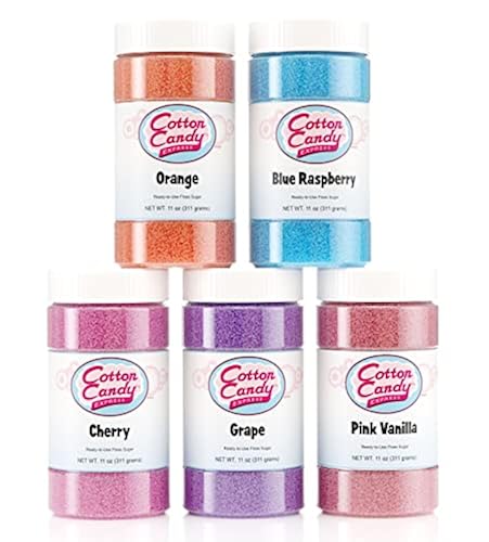 Cotton Candy Express Floss Sugar Variety Pack with 5 - 11oz Plastic ...