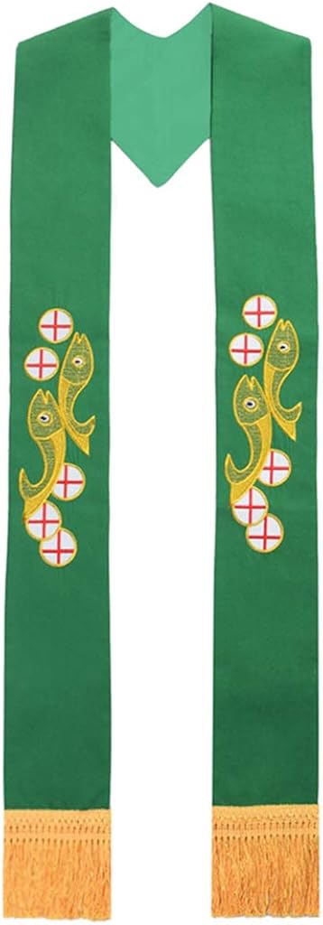 Amazon.com: HappyStory Embroidery Catholic Church Stole with Golden ...