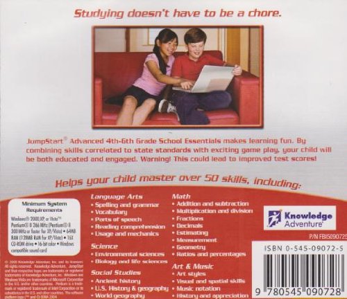 Jump Start Advanced 4th-6th Grade School Essentials Software Computer ...
