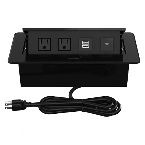 Pop Up Power Strip with PD 30W USB Ports, Recessed Power Grommet Outlet ...