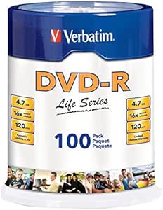 Amazon.com: Verbatim 49088 Life Series 97177 16X DVD-R Silver 100/Pack : Electronics