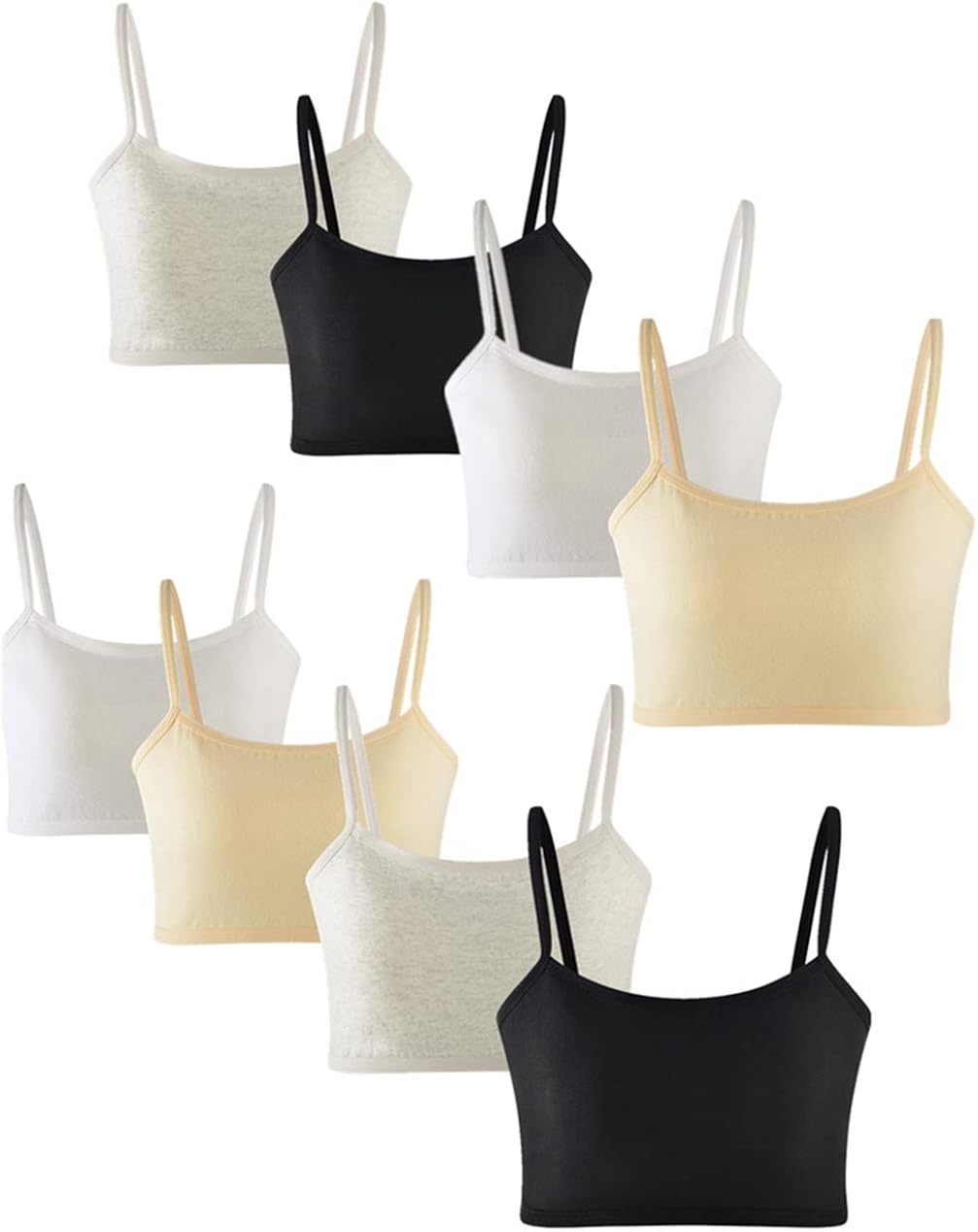 Amazon.com: 8 Pack Training Bra for Girls 10-12 Cotton Crop Cami ...