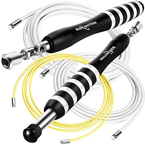 BODYRHYTHM Weighted Jump Rope Set - with 1/2 LB Weighted Handles, 1/2 ...