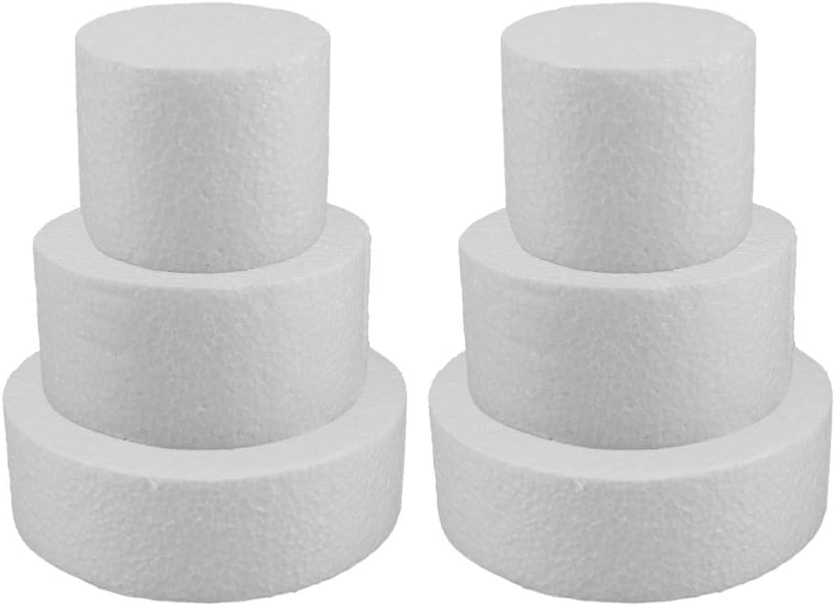Holibanna 6pcs Round Cake Dummy Round Styrofoam Foam Cake Dummy Flower ...