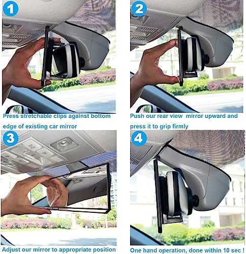 KITBEST Rear View Mirror, Universal 12 Inch Interior Clip-on Panoramic ...