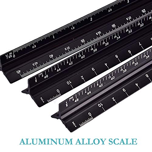 Architectural Scale Ruler, 12 Inch Triangular Aluminum Architect Scale ...