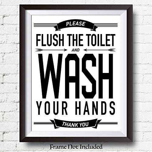 Amazon.com: Please Flush The Toilet And Wash Your Hands - Bathroom Sign ...