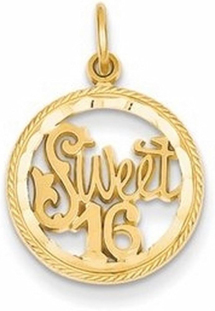 Amazon.com: 14k Yellow Gold Sweet 16 Charm: Jewelry