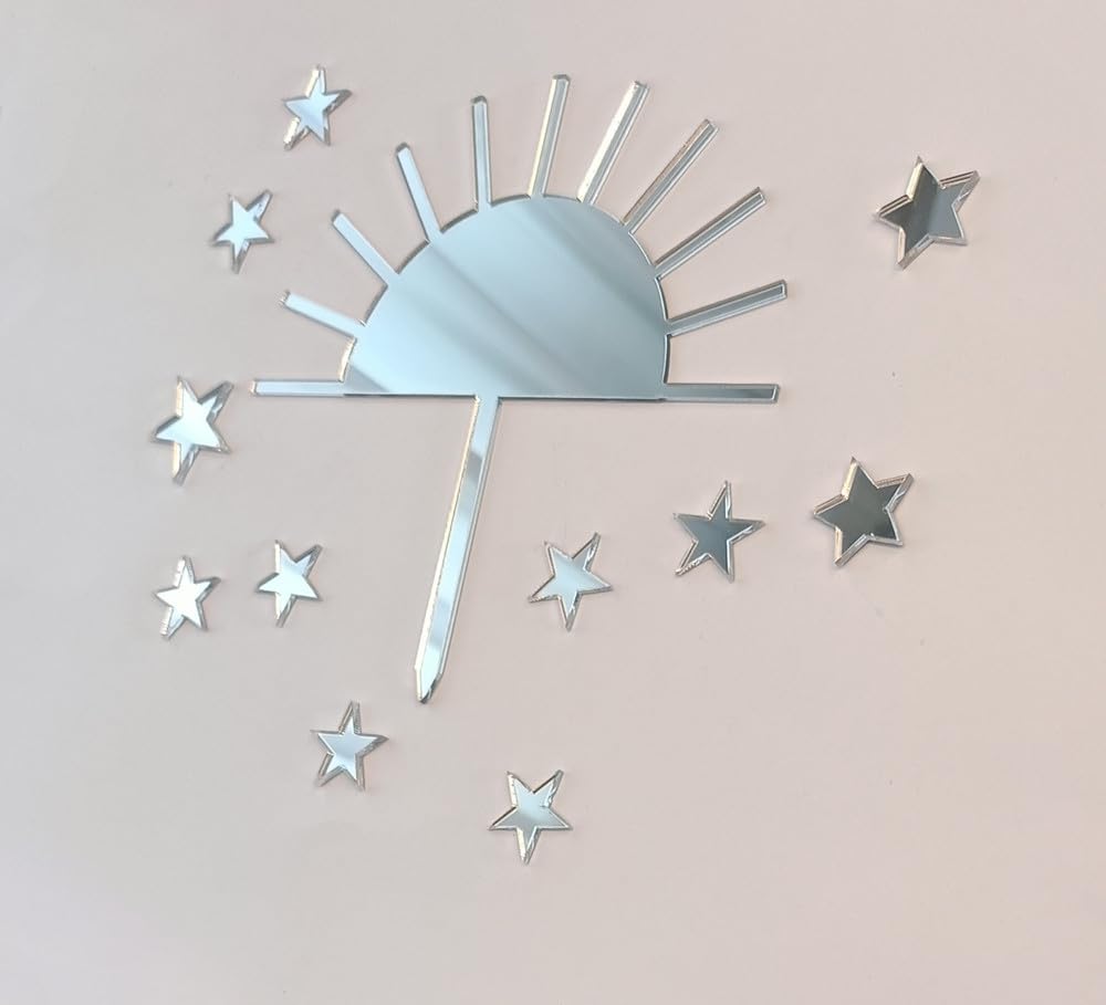 Sun Cake Topper with Stars,Acrylic Half Sun Cupcake Toppers with ...