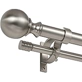 Amazon.com: Brushed Nickel Double Curtain Rods 72-144" - Decorative ...