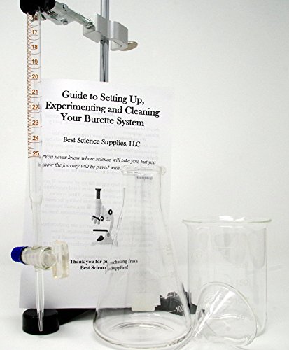 Titration Lab Kit - 50ml Glass Burette with glass stopcock, 8x5 stand ...