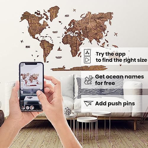 ENJOY THE WOOD 3D Wood World Map Wall Art Large Wall Décor - World ...