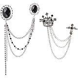 Amazon.com: Huture 2PCS Men's Brooch Suit Pin Badge with Chains Brooch Buckle Chain Collar Lapel ...