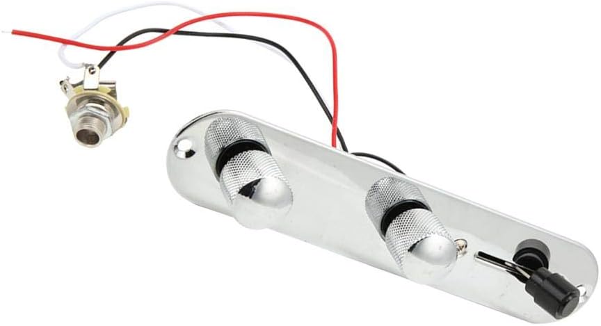 Tbest Telecaster Control Plate, 3 Way Switch Loaded Chrome Plated Metal ...
