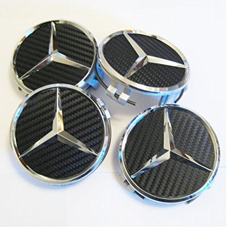 Buy 4 pcs/set BLACK CARBON FIBER WHEEL CENTER CAPS EMBLEMS MERCEDES ...