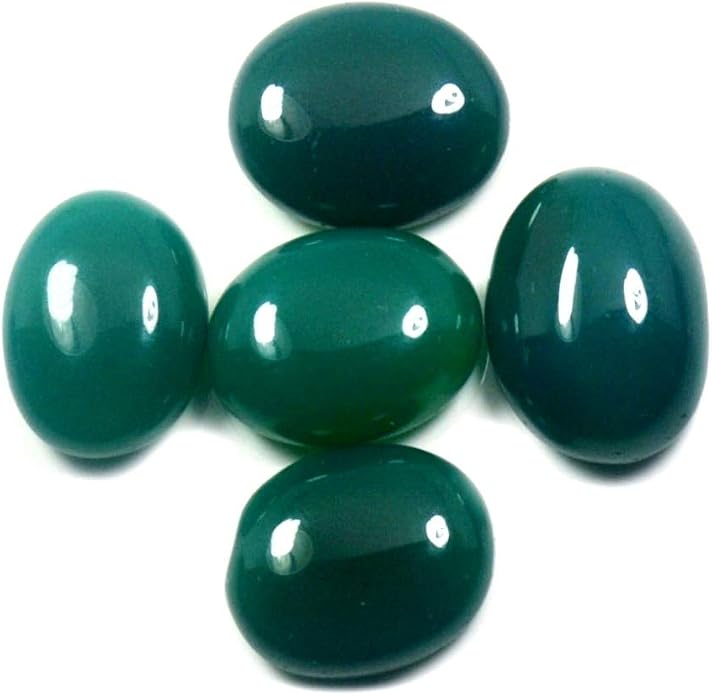 Gemsyogi 14X10 MM 5 Piezas de Piedra de ónix Verde Real Lote Oval ...