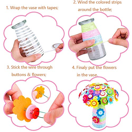 Flower Craft Kit for Kid Girls - DIY Fun Flowers Bouquet with Buttons ...