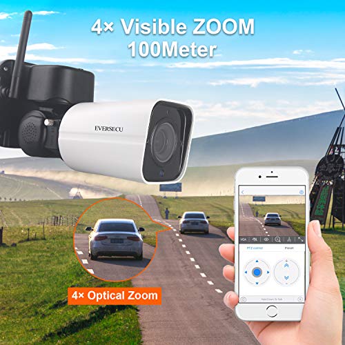 Eversecu 4X Optical Zoom Wireless PTZ Security Camera Pan Tilt Zoom ...