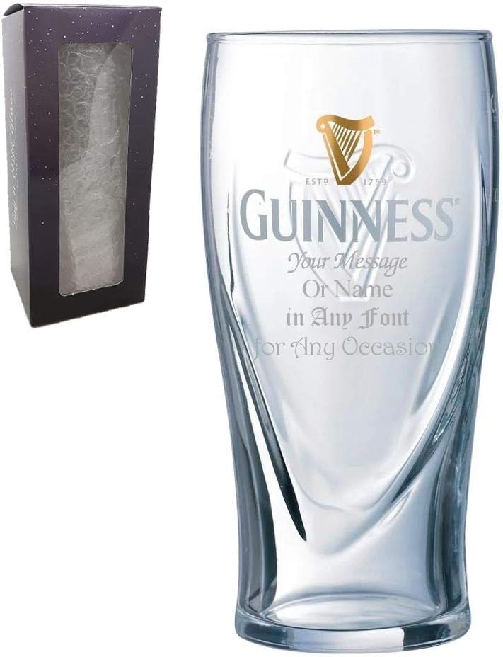 Personalised Engraved Official Guinness Glass, Gift Boxed, Personalise ...