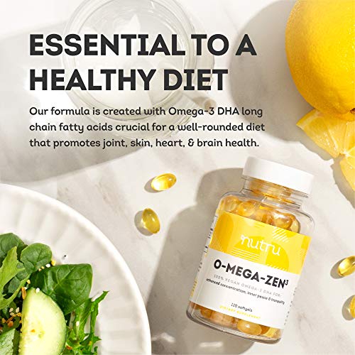 NuTru O-Mega-Zen3 Vegan Omega 3 DHA Supplement - 400 mg DHA Essential ...