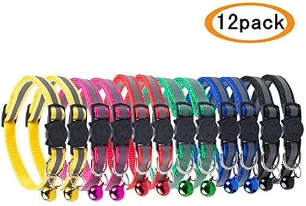 Amazon.com : KZHAREEN 12 Pcs Reflective Nylon Breakaway Cat Collars ...
