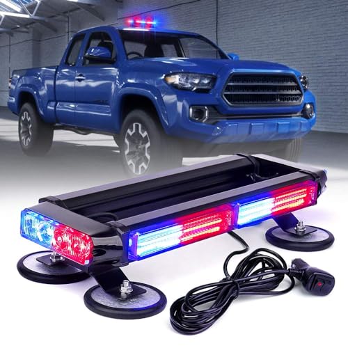 Xprite Red Blue COB LED Strobe Rooftop Flashing Light Bar Double Side ...