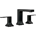 Delta Faucet Velum Widespread Bathroom Faucet 3 Hole, Black Bathroom Sink Faucet, 2 Handle ...