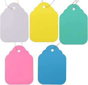 Amazon.com: 500PCS 5x7cm Plastic Waterproof Hanging Tags with String ...