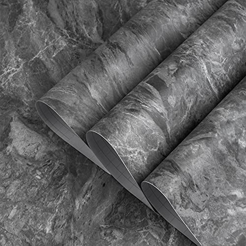 TOTIO Gray Marble Contact Paper Textured Grey Granite Wallpaper Peel ...