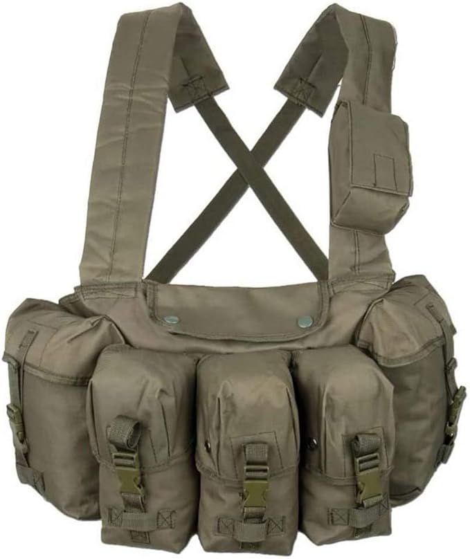 Amazon.com: Military Tactical Magazine Chest Rig Carry Vest 6 Pockets ...