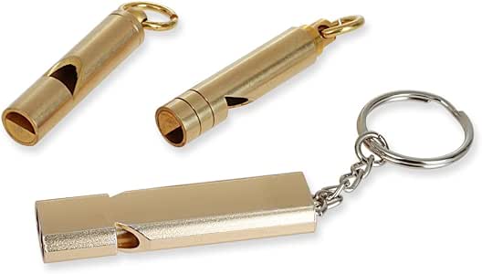 RUNHENG Handmade 3 Pieces Portable Brass Emergency/Survival Whistle ...