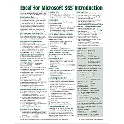 Buy Excel for Microsoft 365 Office 365 Introduction Quick Reference Guide - Windows Version ...