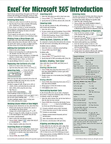 Excel for Microsoft 365 (Office 365) Introduction Quick Reference Guide - Windows Version (Cheat ...