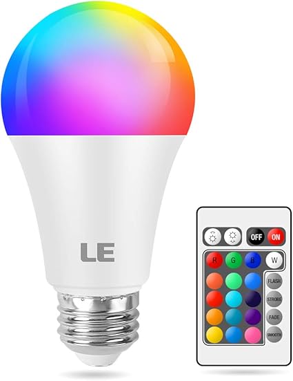 LE RGB LED Light Bulb, A19 E26 9W RGBW Color Changing Light Bulbs with ...