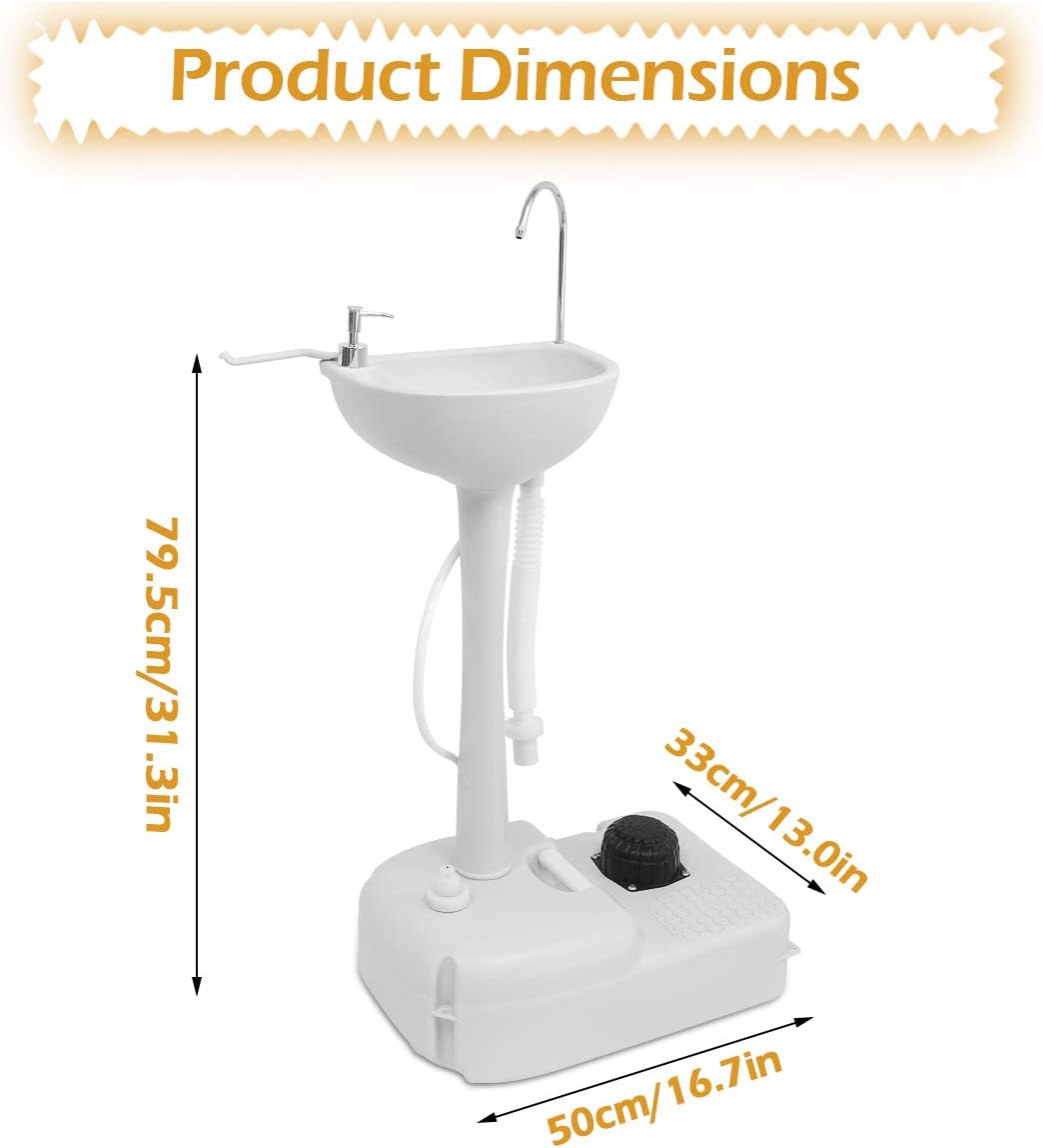 WISAMIC Camping Portable Hand Wash Sink With Wash Basin Stand For ...